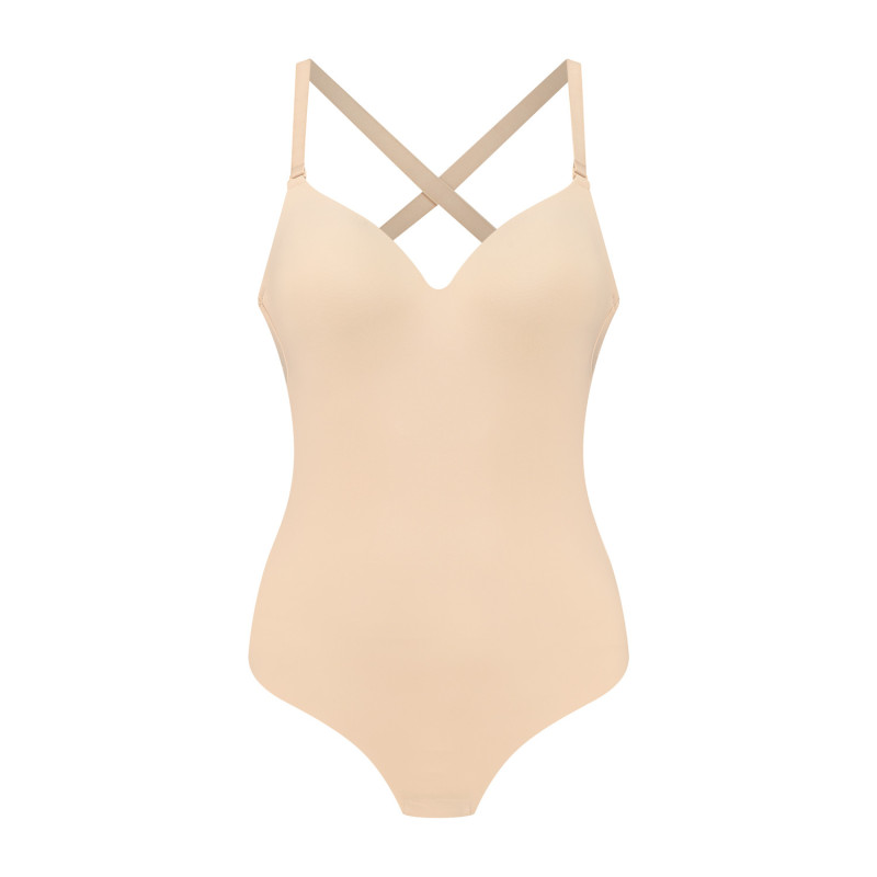 BYE BRA Low Back Bodysuit Thong Beige
